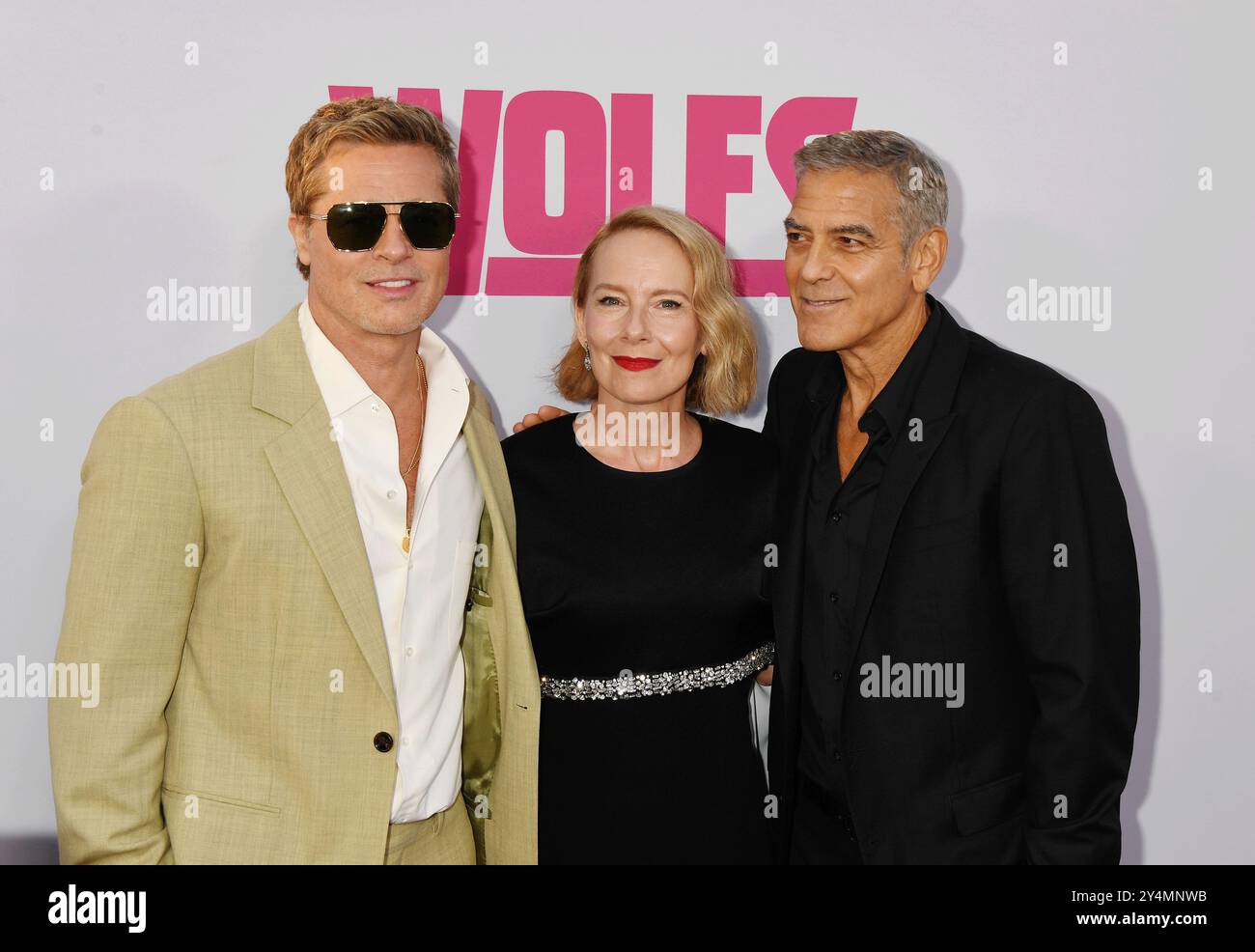 HOLLYWOOD, CALIFORNIA - SEPTEMBER 18: (L-R) Brad Pitt, Amy Ryan and George Clooney attend the ...