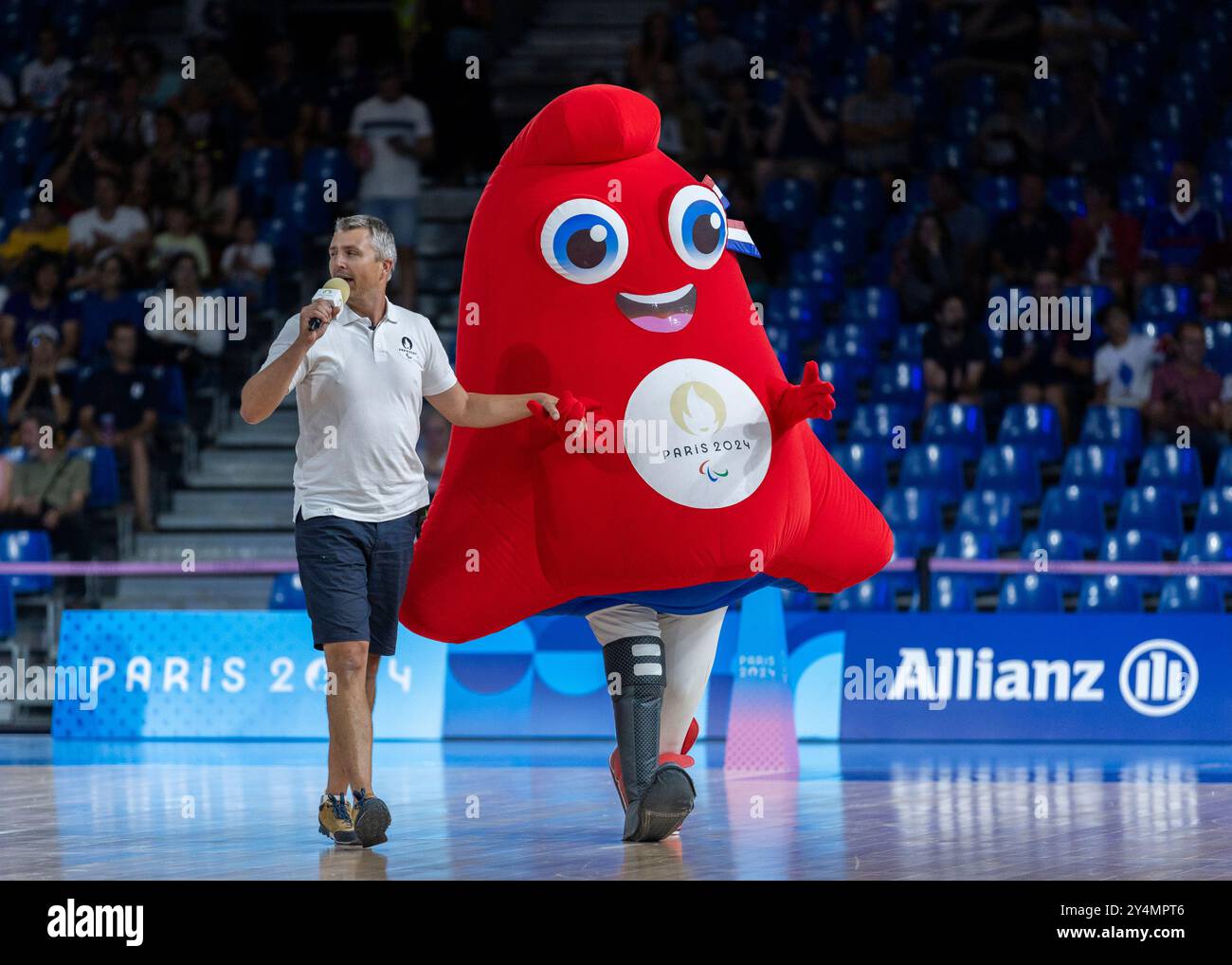 PARIS, FRANCE - SEPTEMBER 01: Mascot die Phryges prior the wheelchair ...