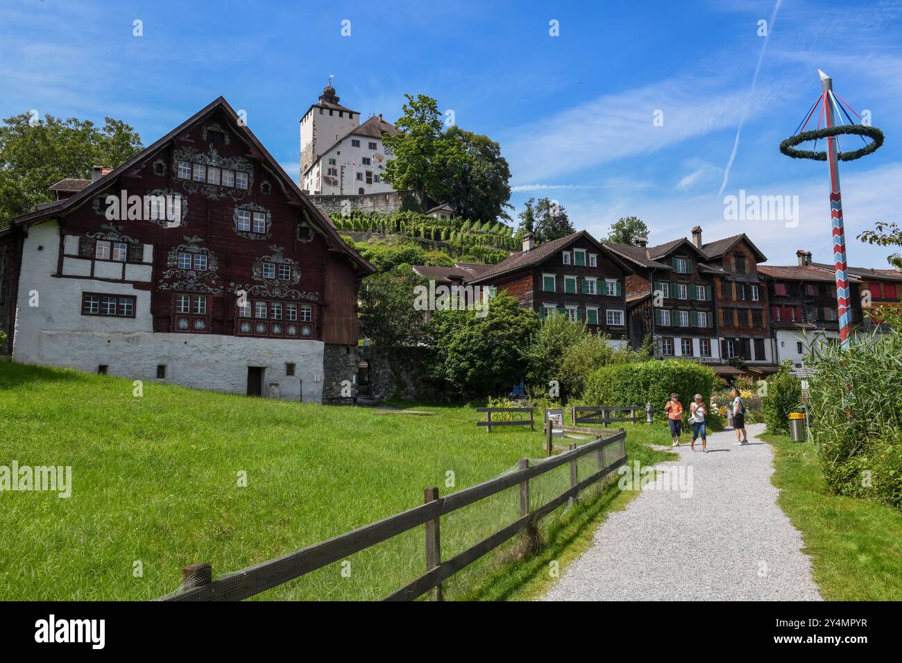 Werdenberg, Switzerland - 14 July 2024: view at the village of ...