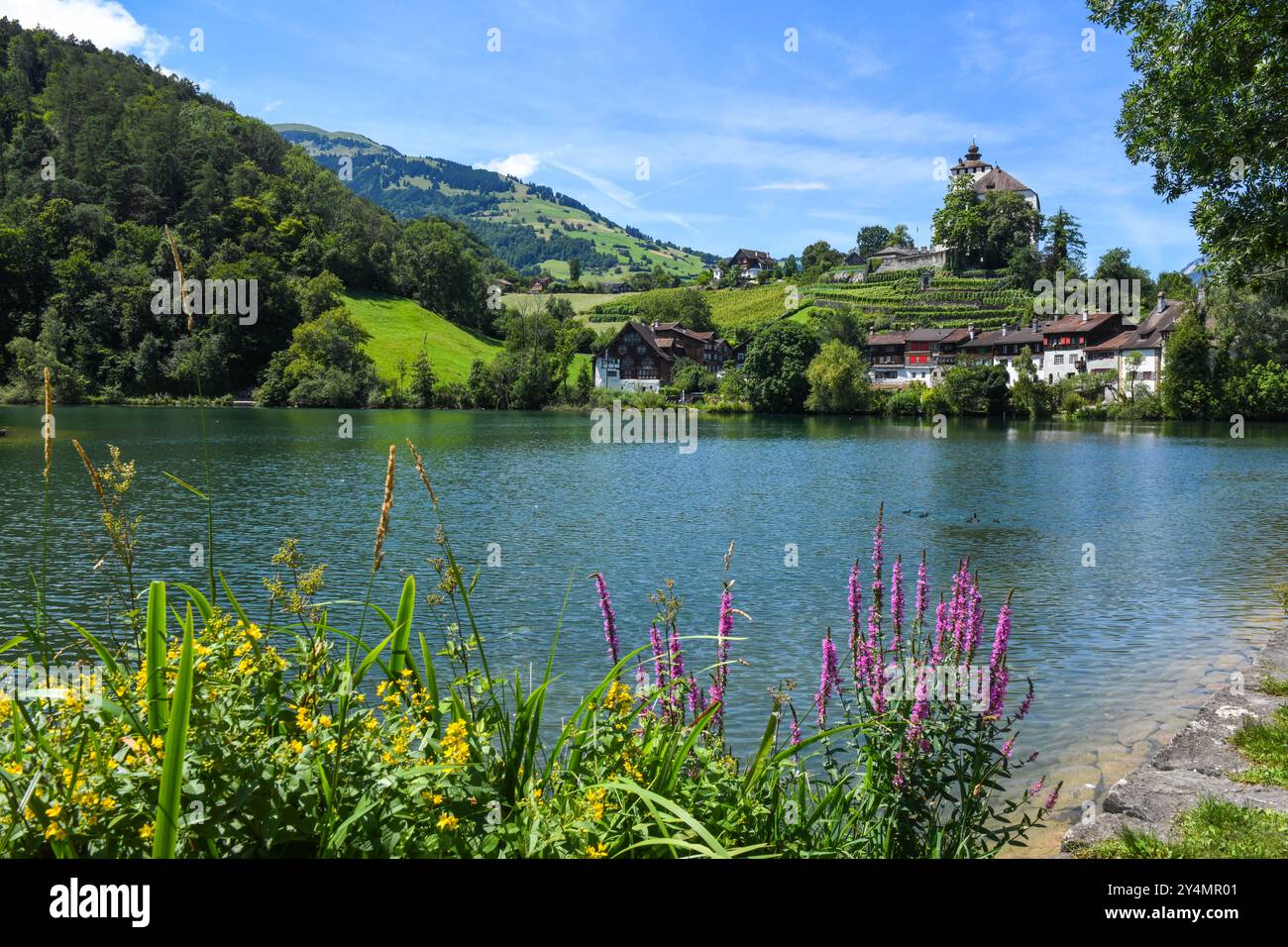 Werdenberg, Switzerland - 14 July 2024: view at the village of ...