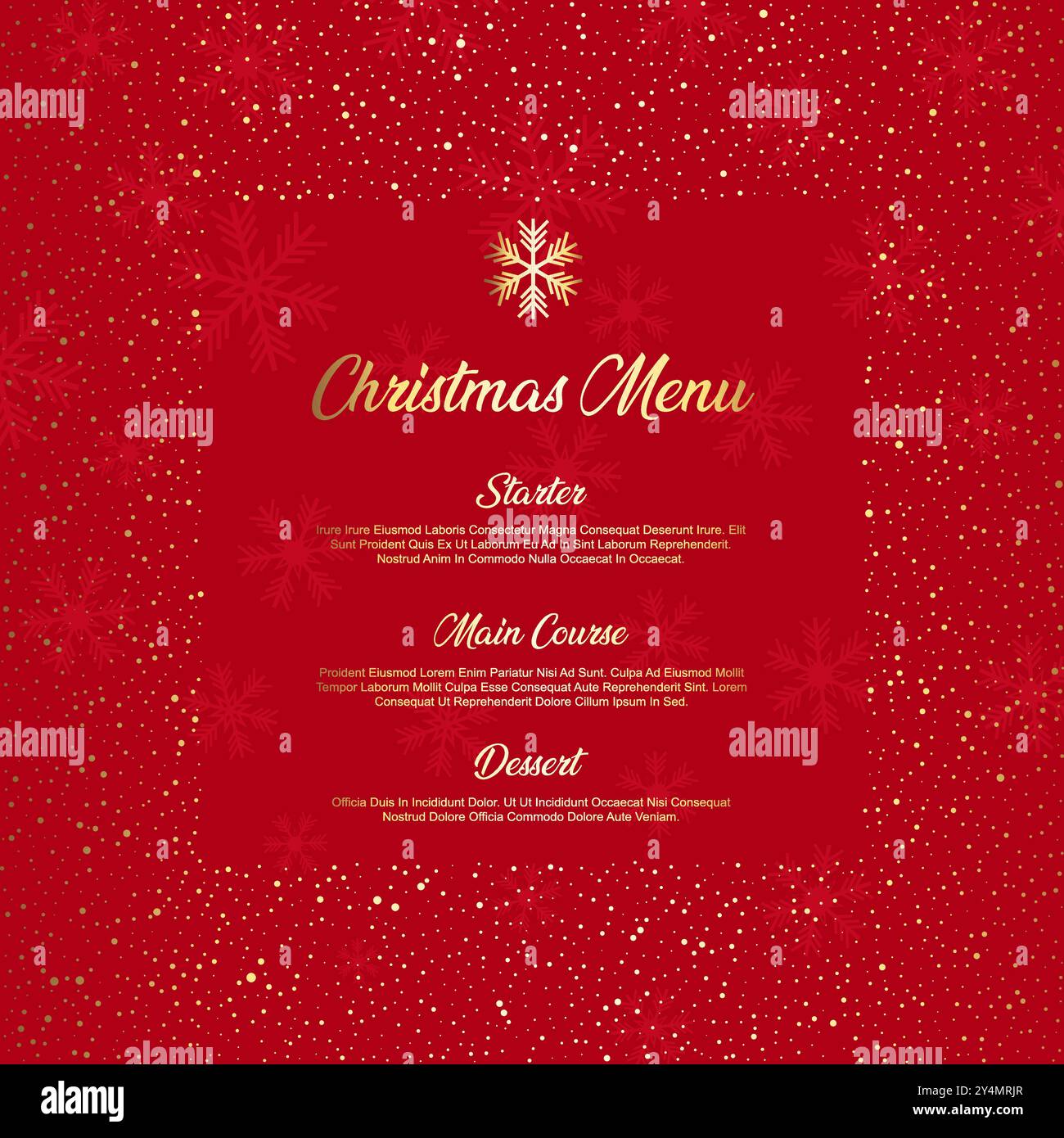 elegant red and gold Christmas menu design in red and gold Stock Vector ...