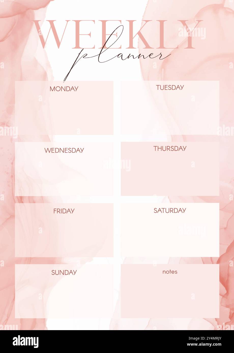 Decorative weekly planner with watercolour background Stock Vector ...