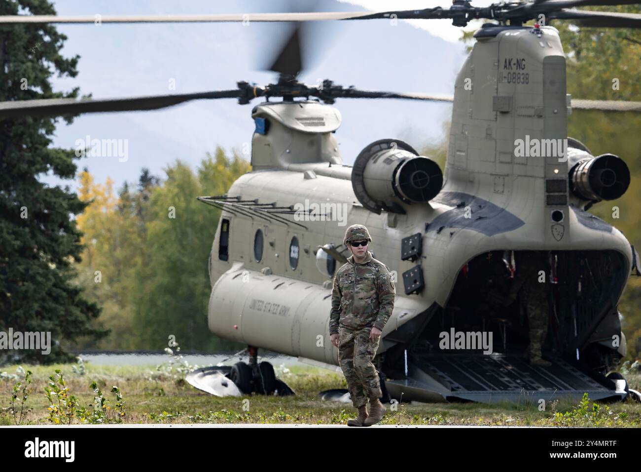 Alaska Army National Guard Spc. Richard Oxereok, a CH-47 Chinook crew ...