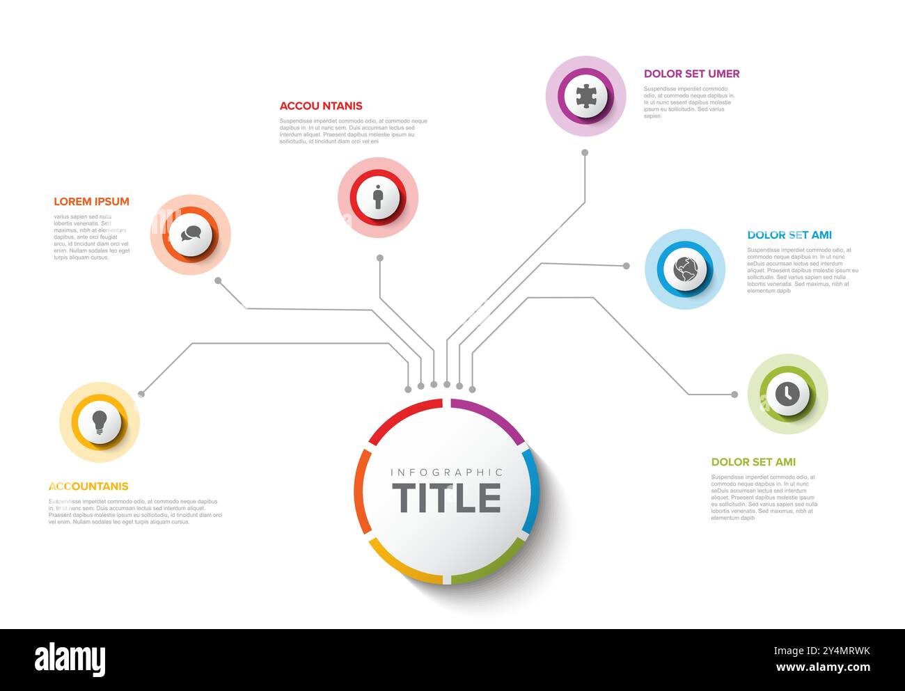 Simple Colorful Circular Infographic Design Template with six element ...