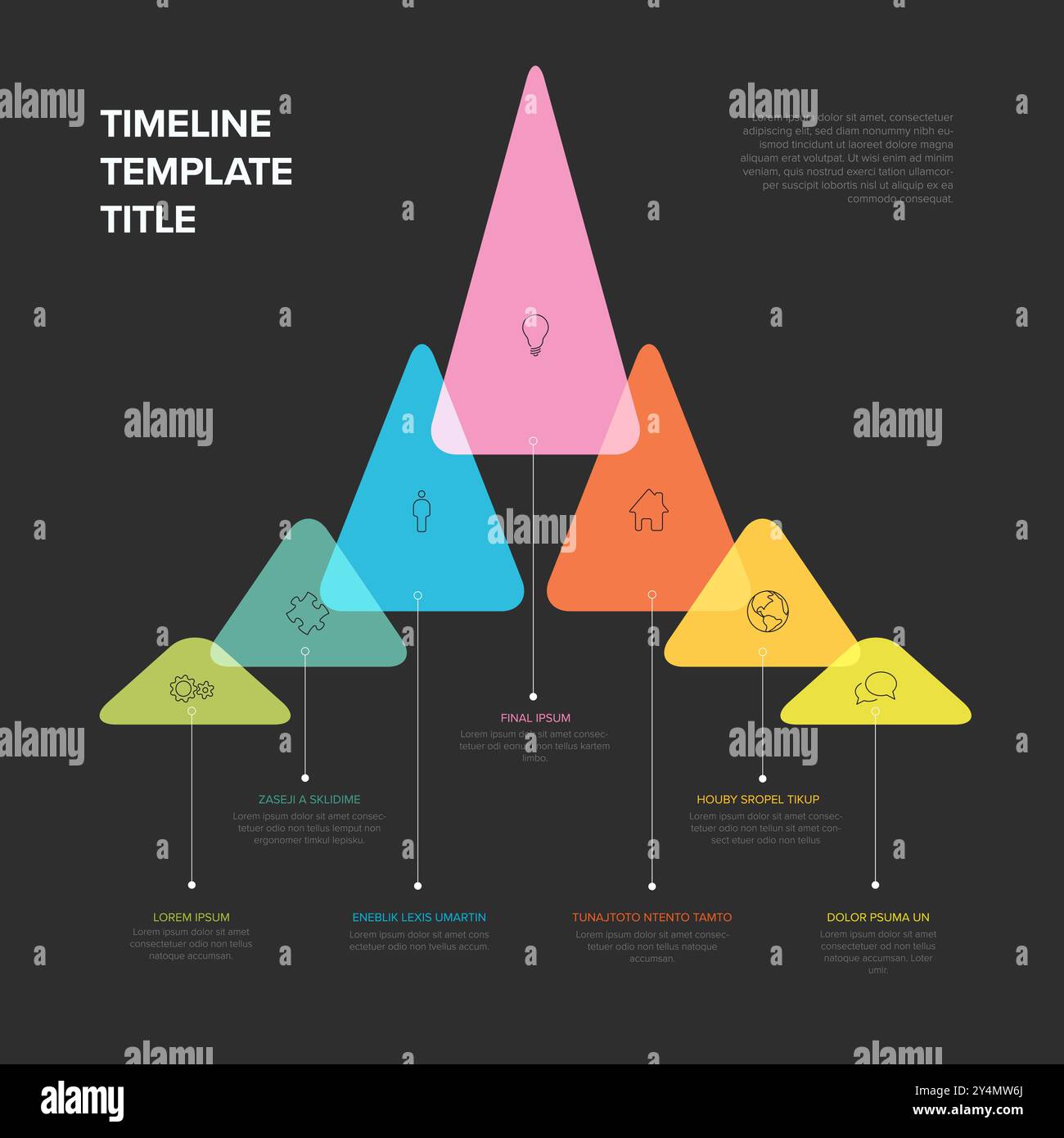 Vector grow time line infochart template with highlighted triangle ...