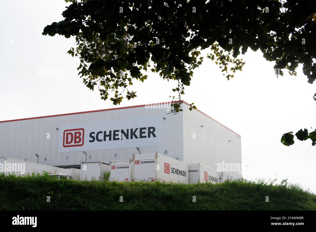Exterior view of the DB Schenker goods distribution center in Duisburg ...