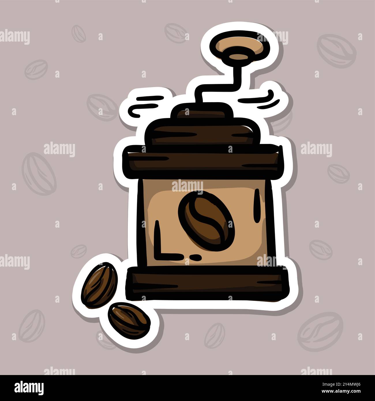 Simple vector illustration of a manual coffee grinder. Hand drawn ...