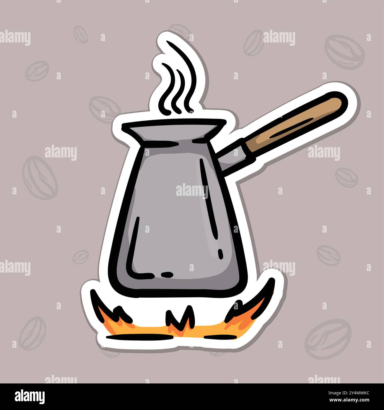 A simple vector illustration of a Turkish coffee pot. Hand drawn ...