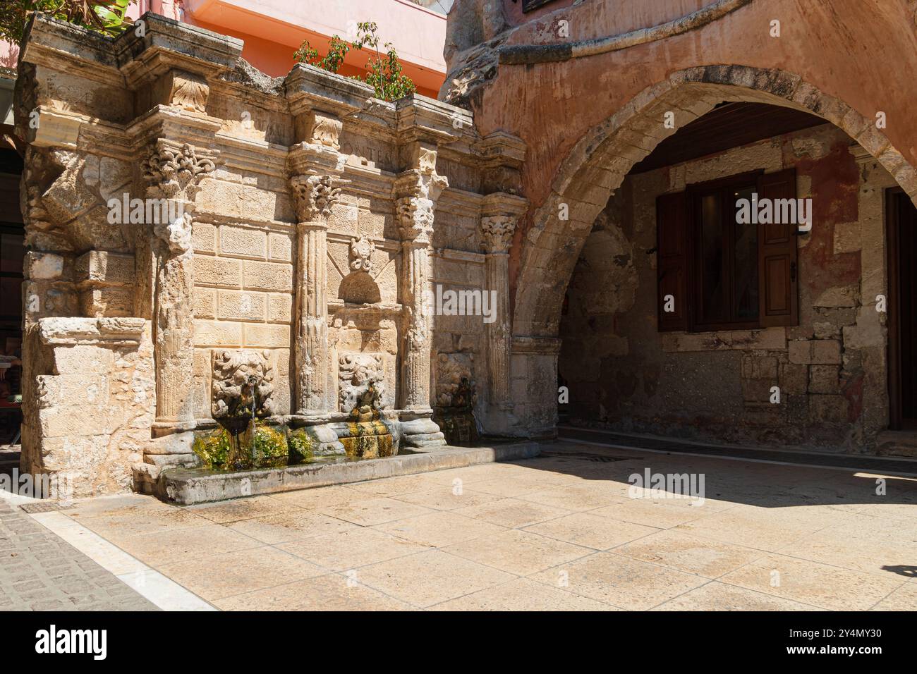Rimondi Fountain in Rethymno, Crete, Greece. An elegant city fountain ...
