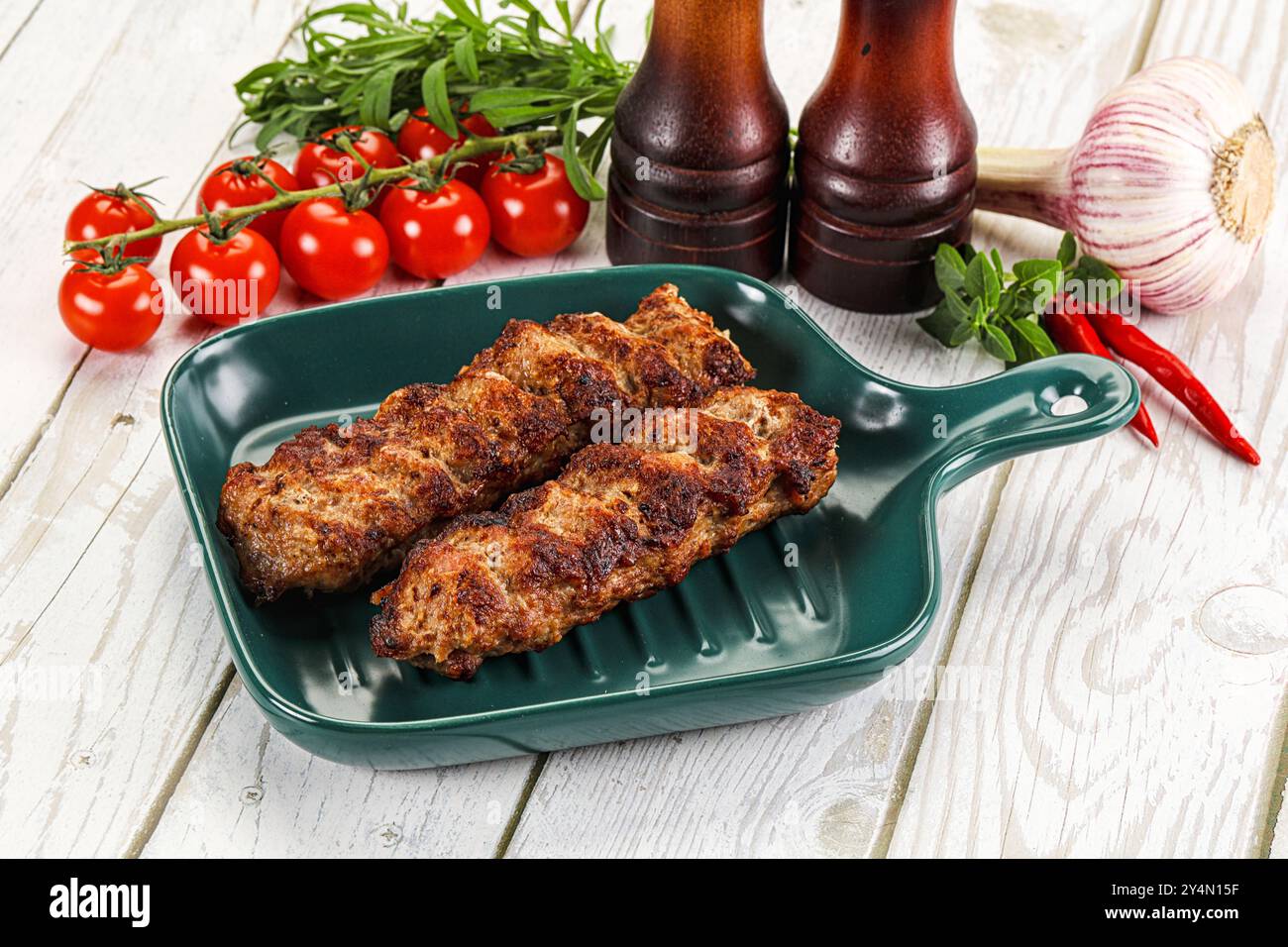 Chicken barbecue kebab minced meat and spices Stock Photo - Alamy