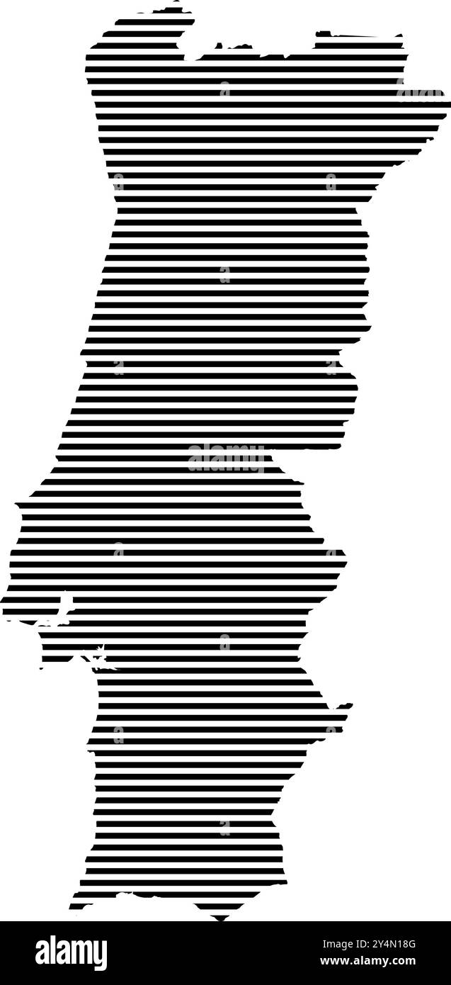 Portugal map with a lined pattern vector illustration Stock Vector ...