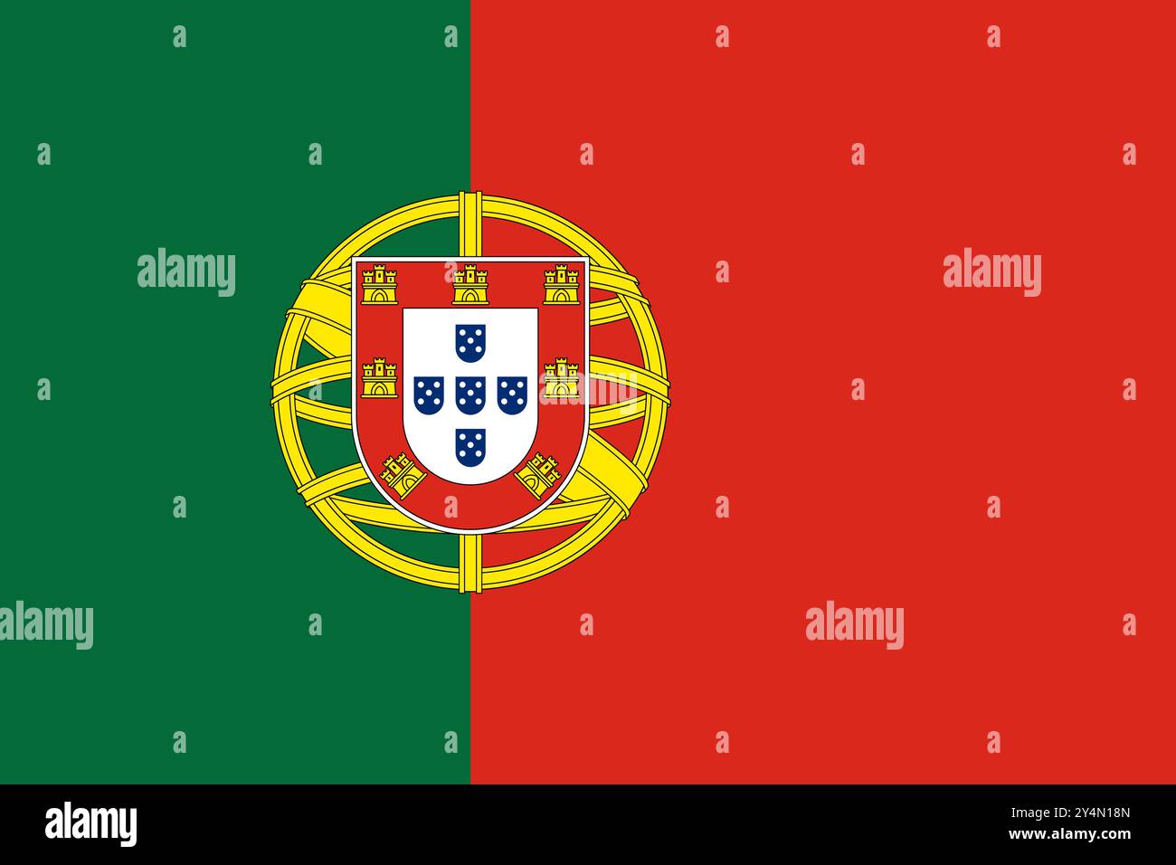 Flag of Portugal with real colors. Vector illustration Stock Vector ...