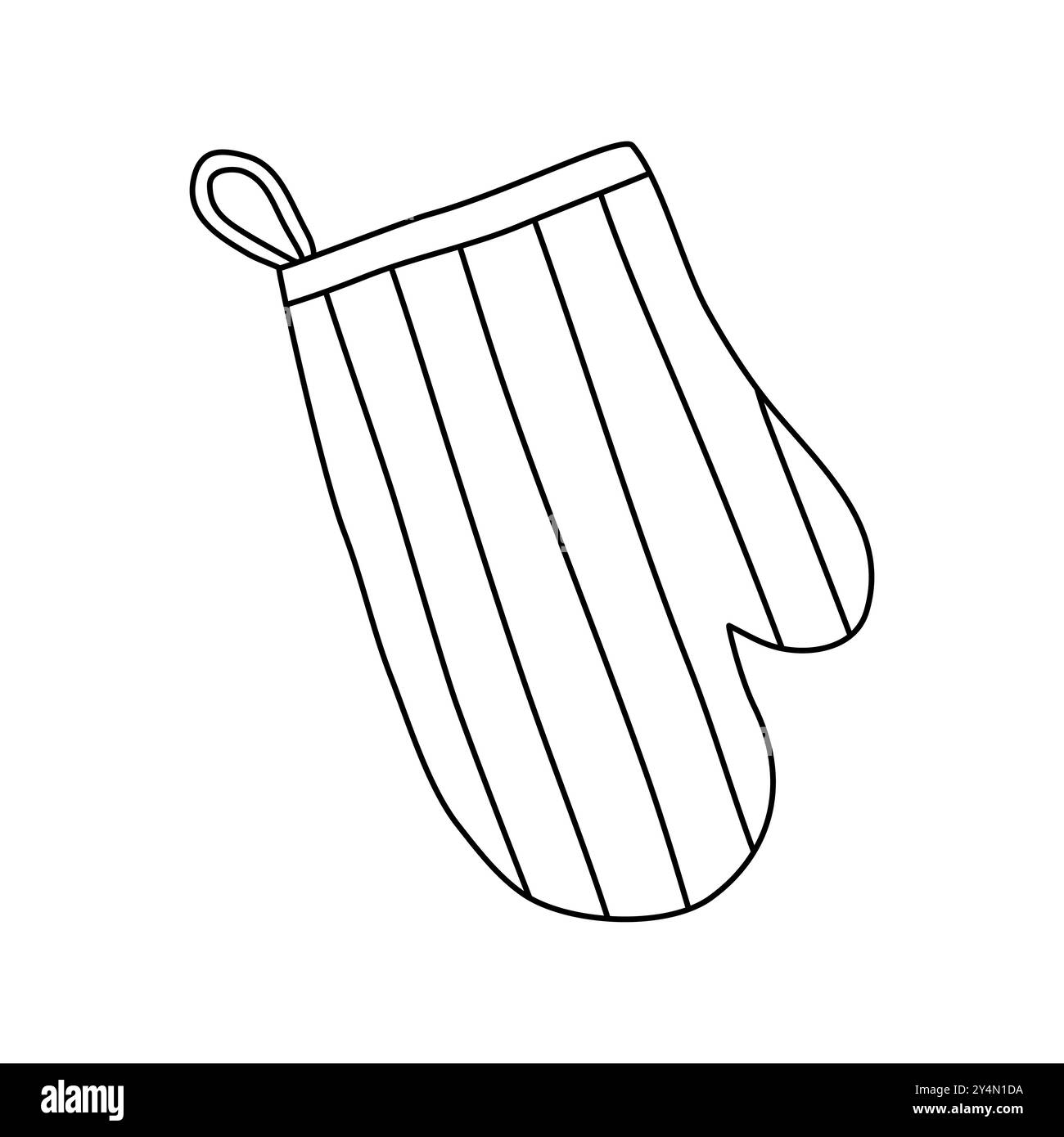 Oven glove or potholder, doodle style flat vector outline illustration ...