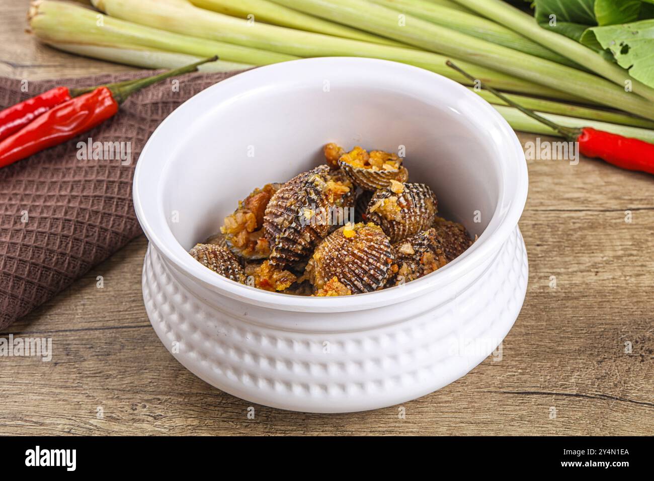 Blood Cockle Fried With Garlic and spices Stock Photo - Alamy