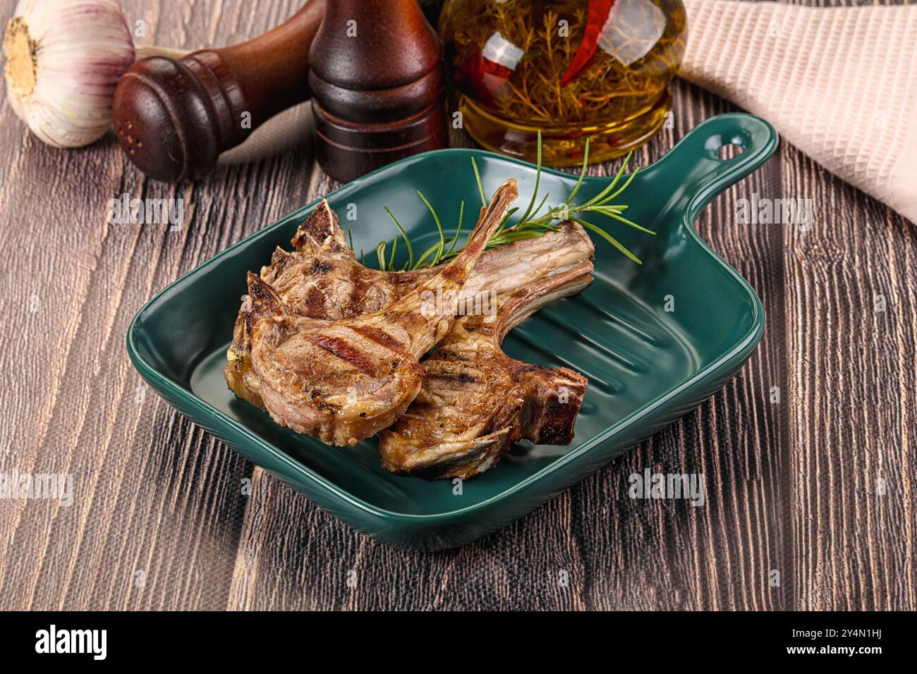 Delicous Grilled square rib of lamb served rosemary Stock Photo - Alamy