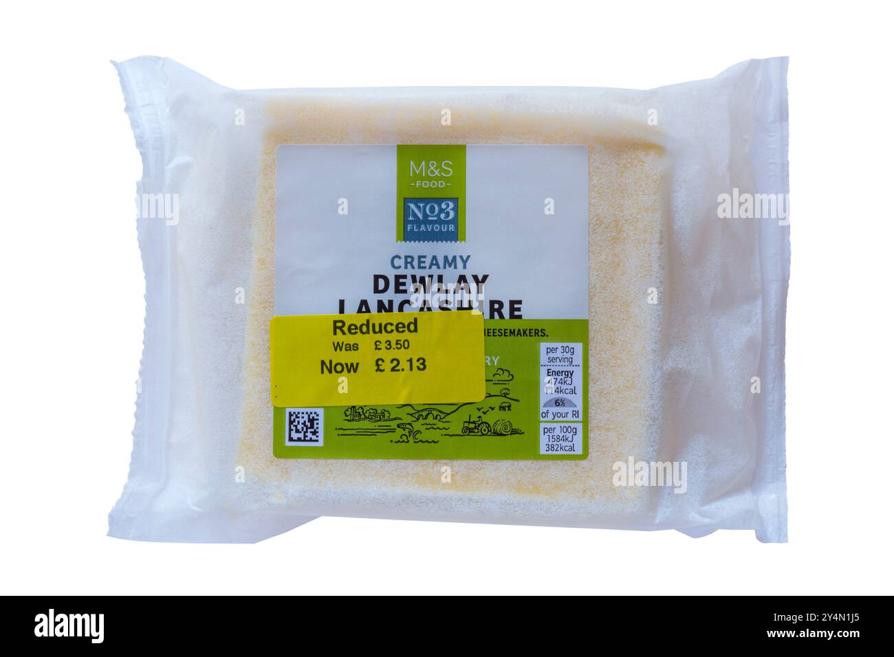 Pack of Creamy Dewlay Lancashire Cheese from M&S isolated on white ...