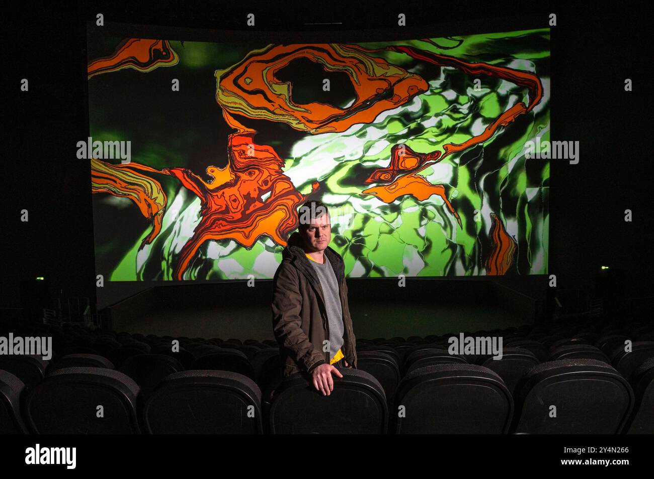 Glasgow artist Tom Scholefield with "Konx-om-Pax" at the IMAX, Scotland ...
