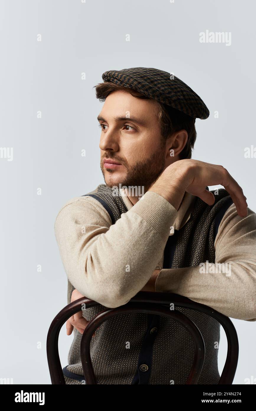 A handsome dandy exudes style and charisma while resting against a ...
