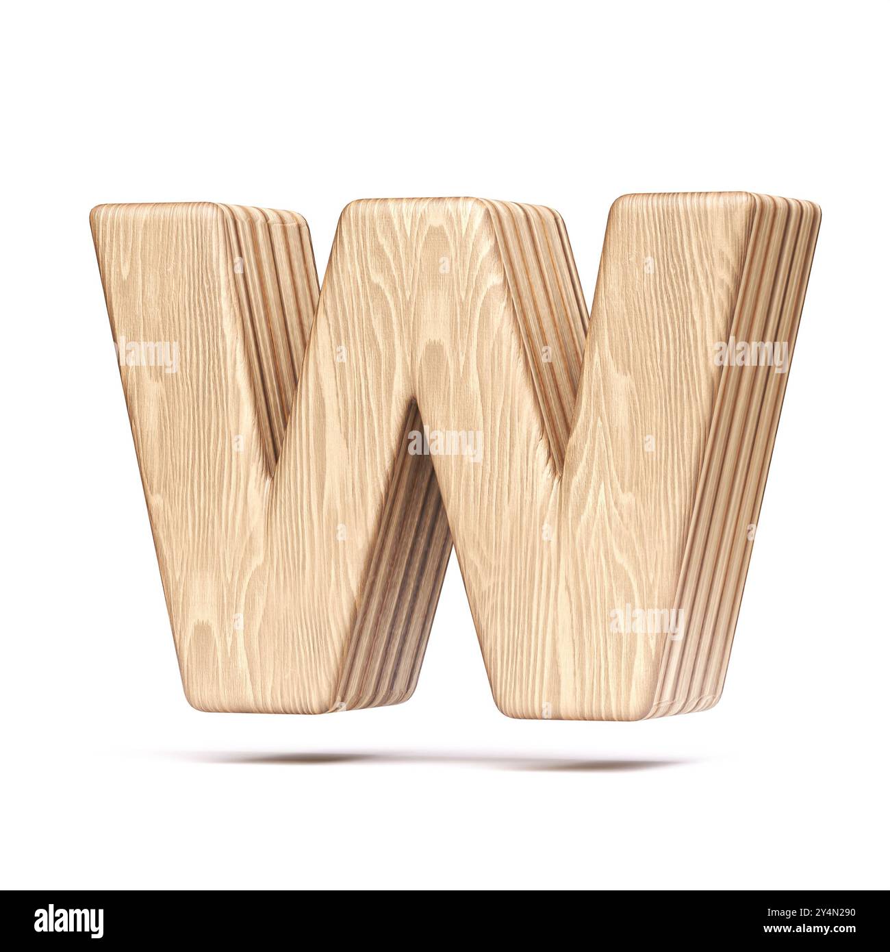 Plywood font Letter W 3D rendering illustration isolated on white ...