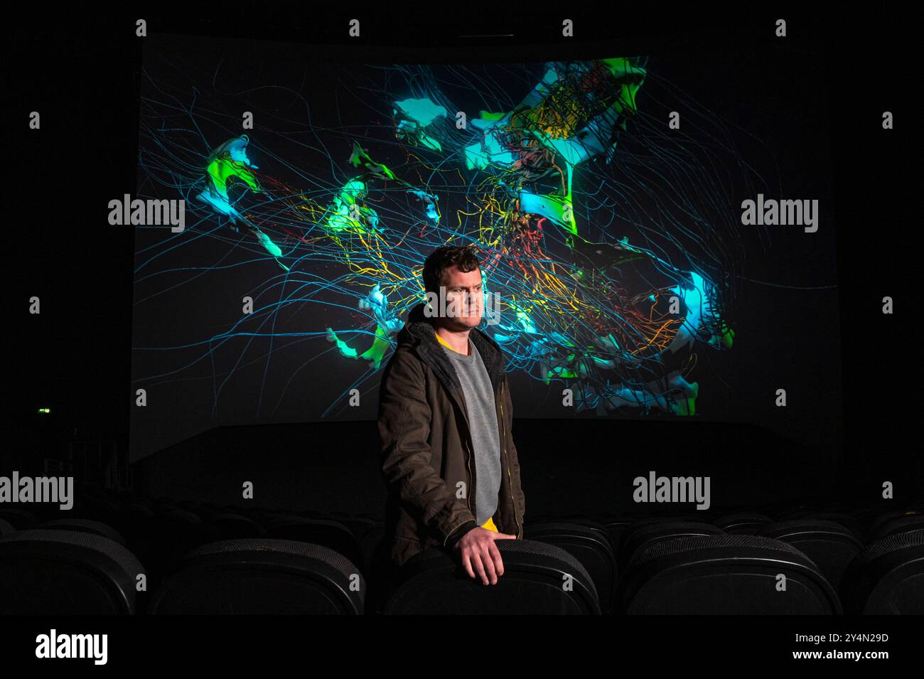 Glasgow artist Tom Scholefield with "Konx-om-Pax" at the IMAX, Scotland ...