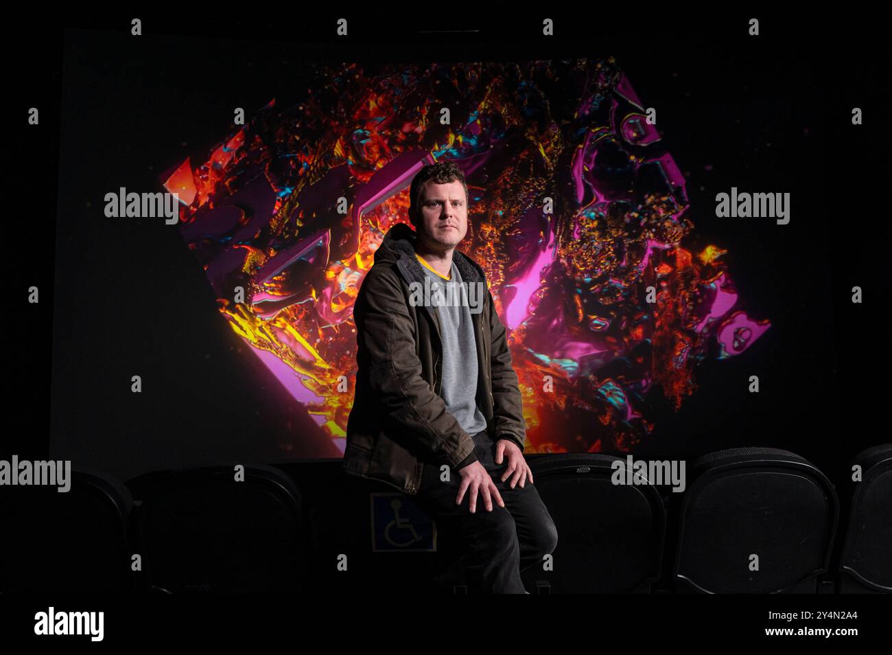 Glasgow artist Tom Scholefield with "Konx-om-Pax" at the IMAX, Scotland ...