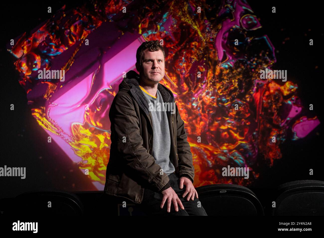 Glasgow artist Tom Scholefield with "Konx-om-Pax" at the IMAX, Scotland ...