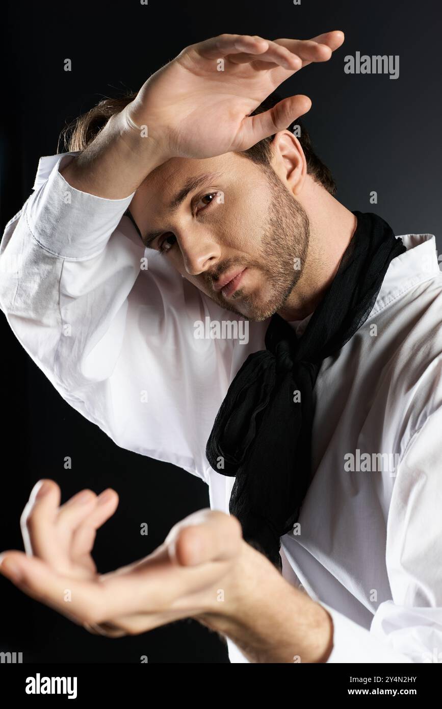 A handsome person poses dynamically, displaying his unique style and ...