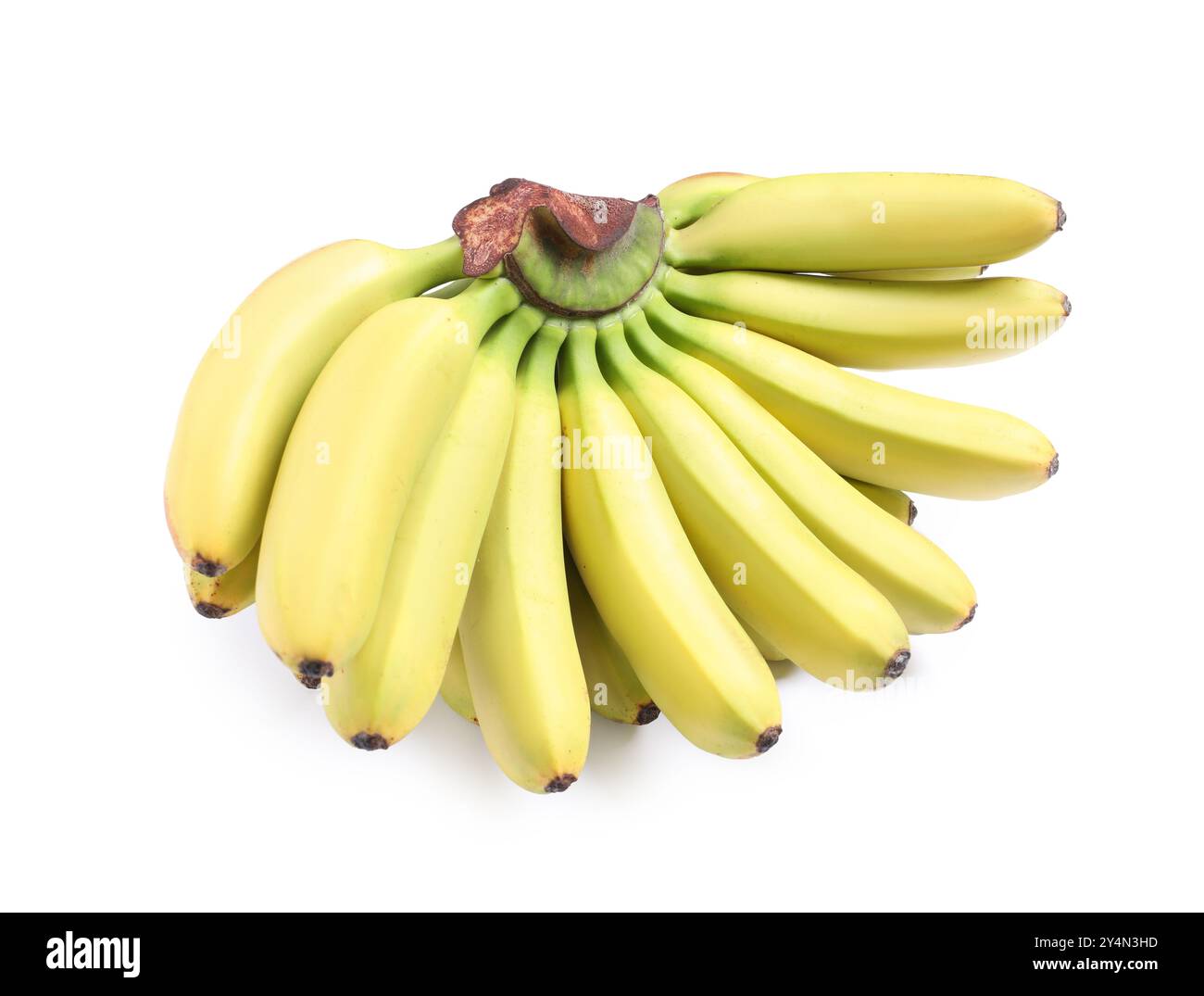 Bunch of ripe baby bananas on white background Stock Photo - Alamy