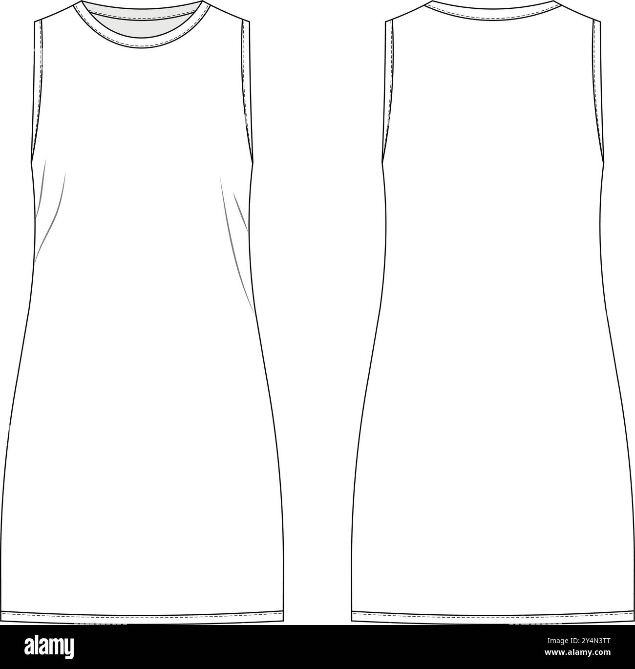 basic straight a line round neck crew neck sleeveless dress template ...