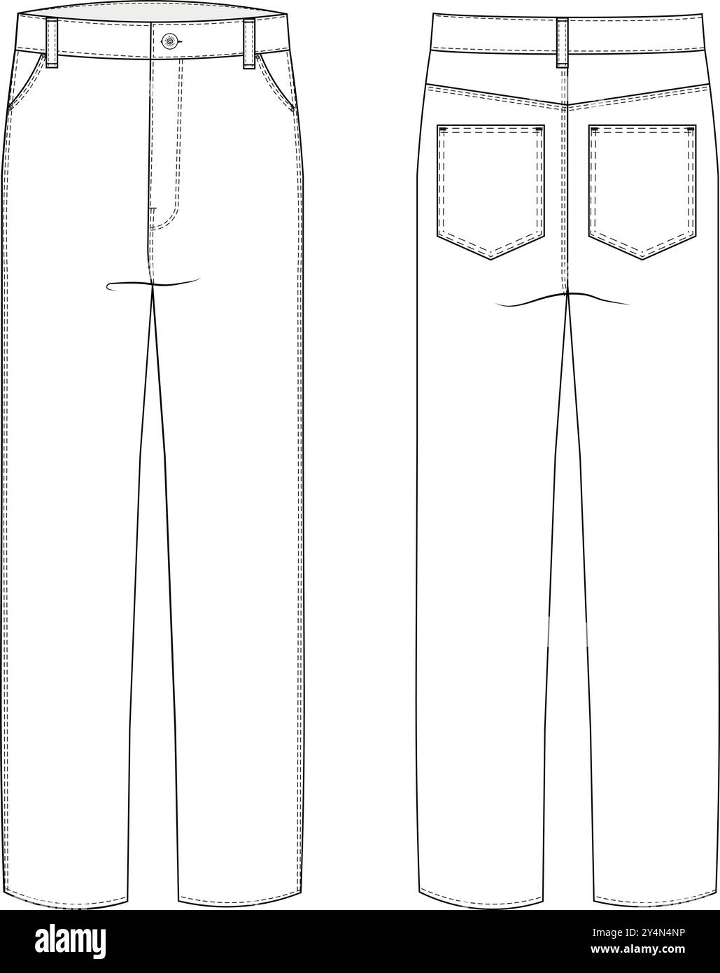 straight wide leg high waist pant trouser template technical drawing ...