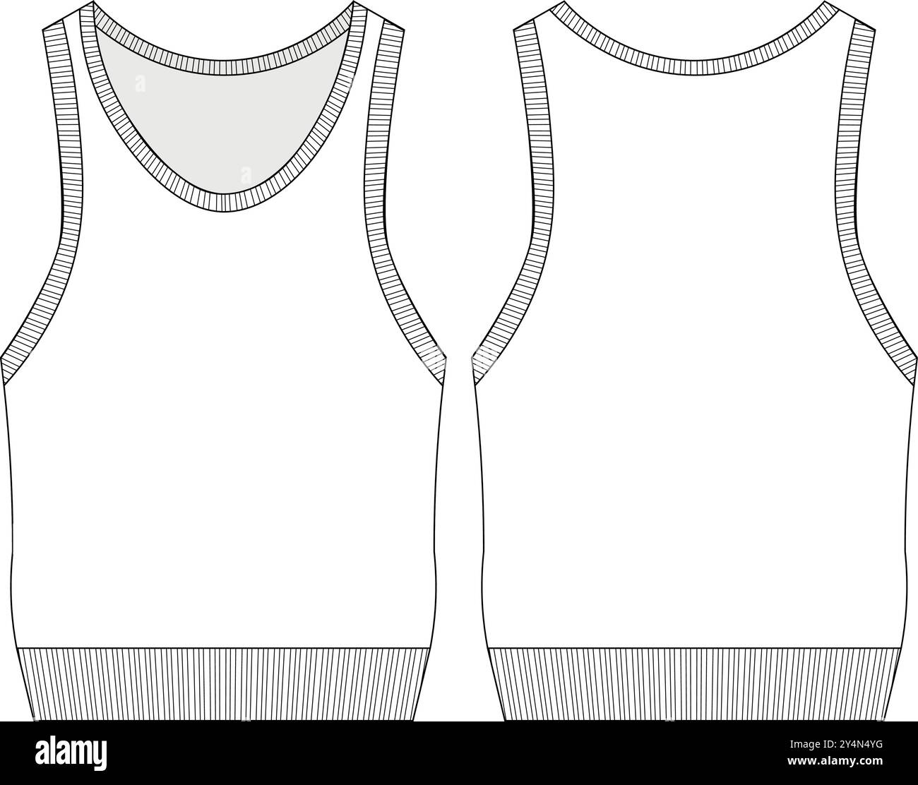 ribbed tank top sweater blouse template technical drawing flat sketch ...