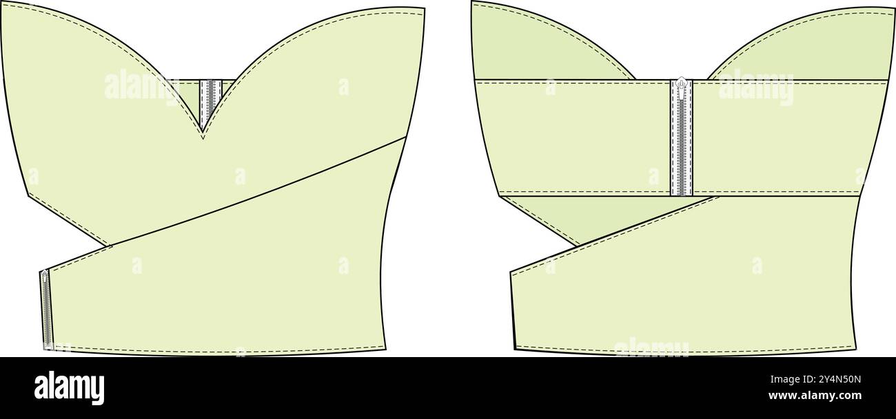 strapless sleeveless bustier blouse vest template technical drawing ...