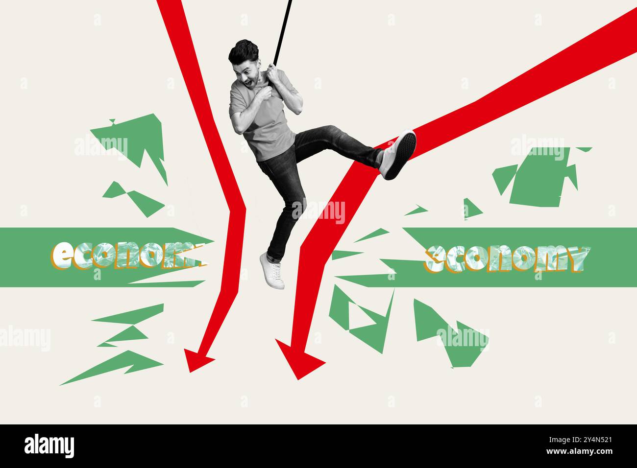 Creative collage picture economy break crisis falling down arrows ...