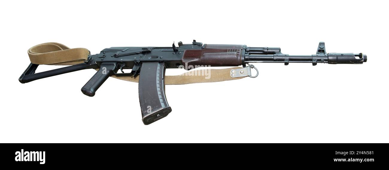 The Kalashnikov assault rifle folding,is isolated on the white Stock ...