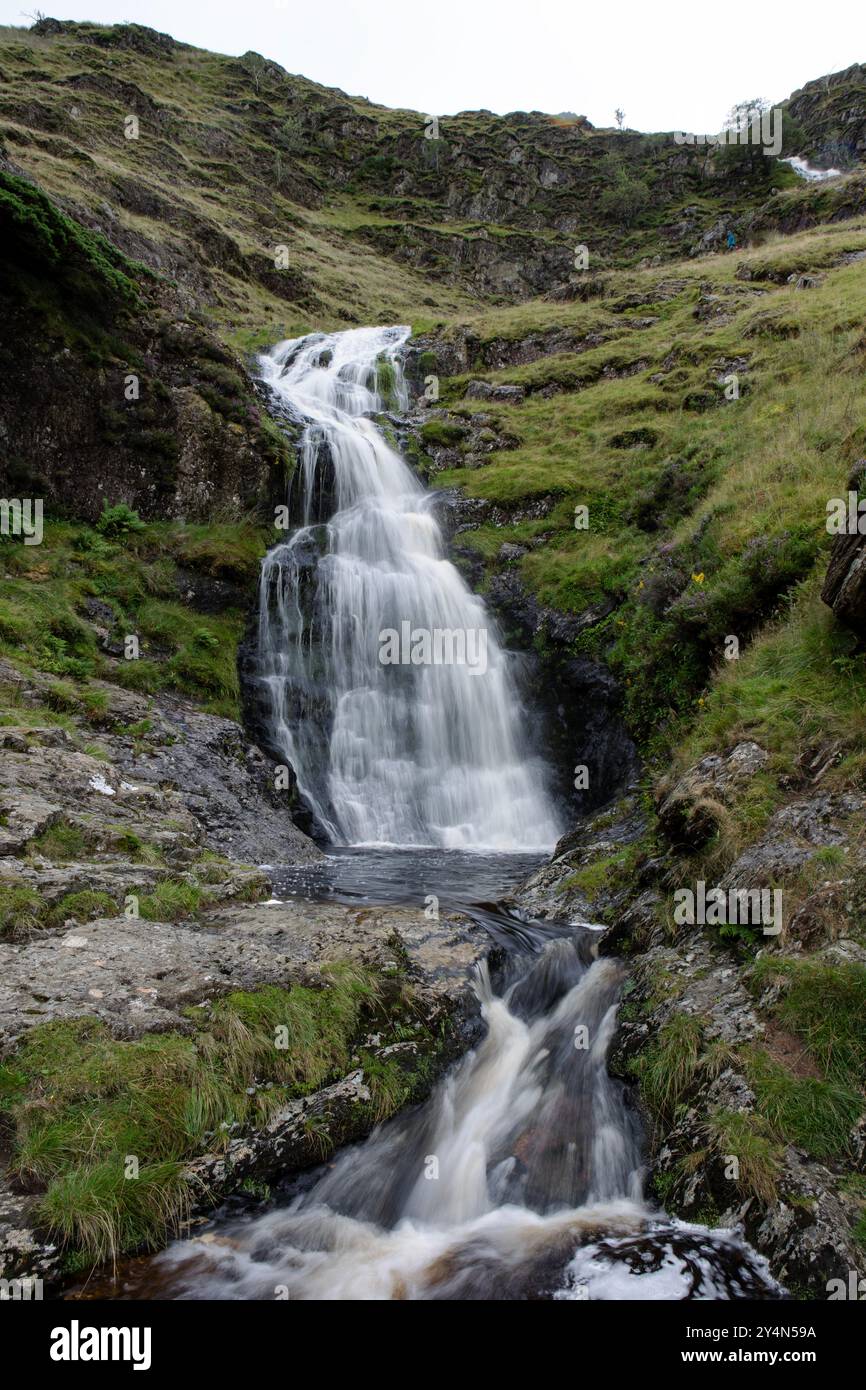 Slow shutter speed photograph of Moss force waterfall in the Lake ...