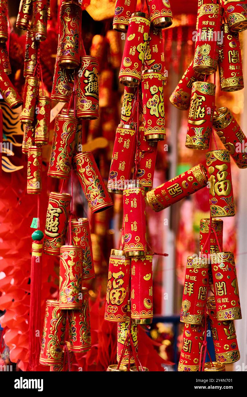 Chinese decorations in red and gold tones, hanging abundantly, ideal ...