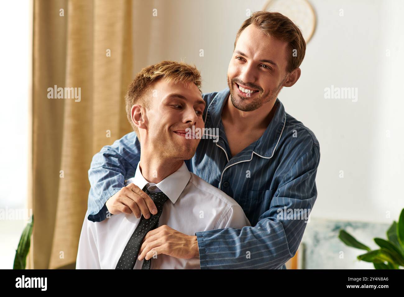 This loving couple shares a joyful morning together while dressing up ...