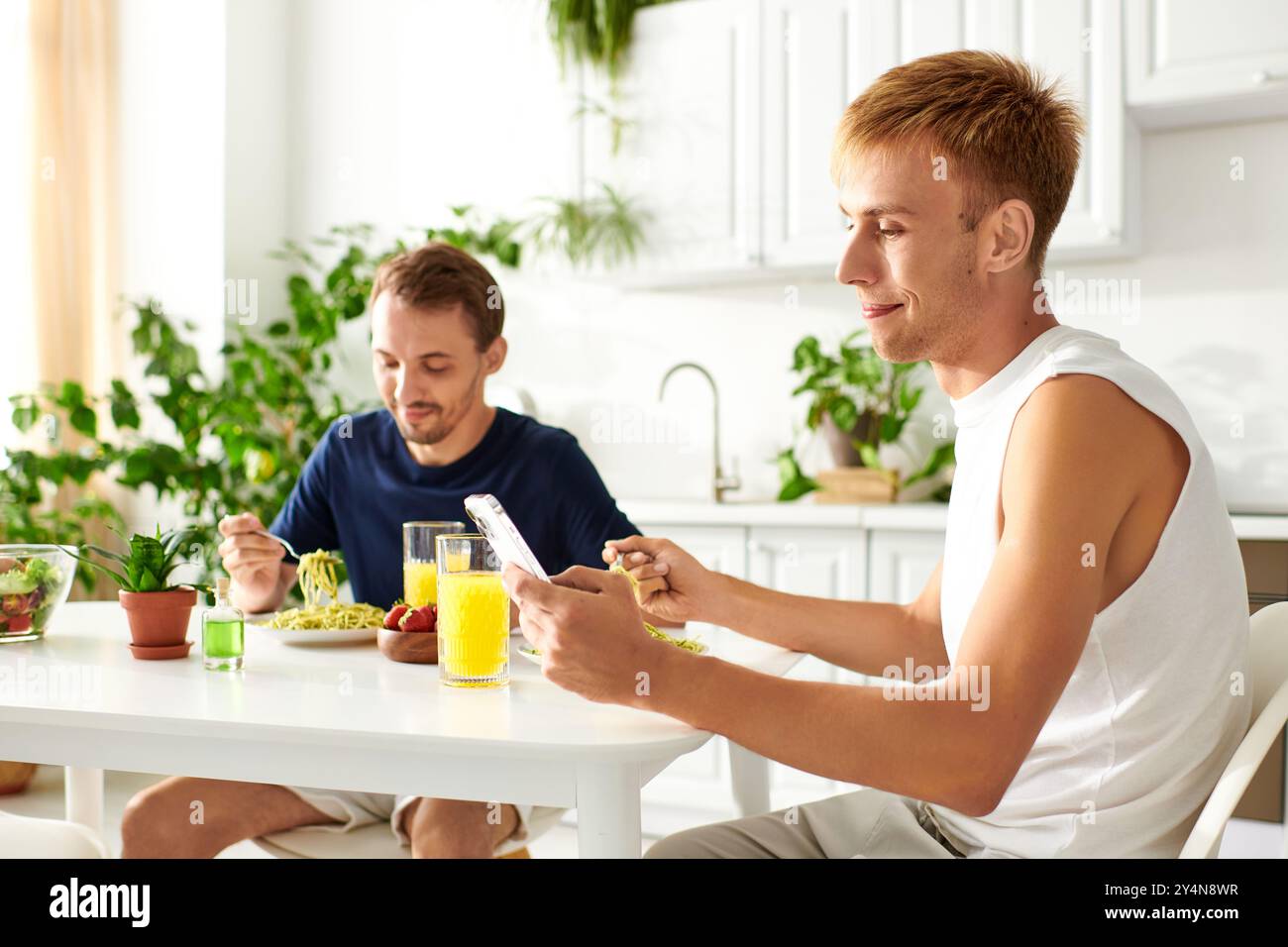 Happily eating salad hi-res stock photography and images - Alamy