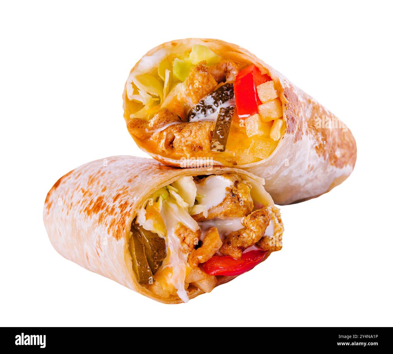 Greek gyros isolated on white background Stock Photo - Alamy