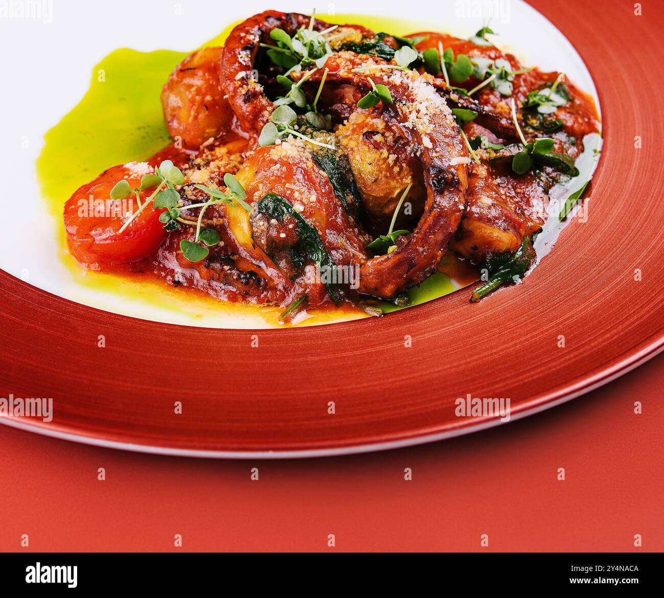 Food fried octopus scallops hi-res stock photography and images - Alamy