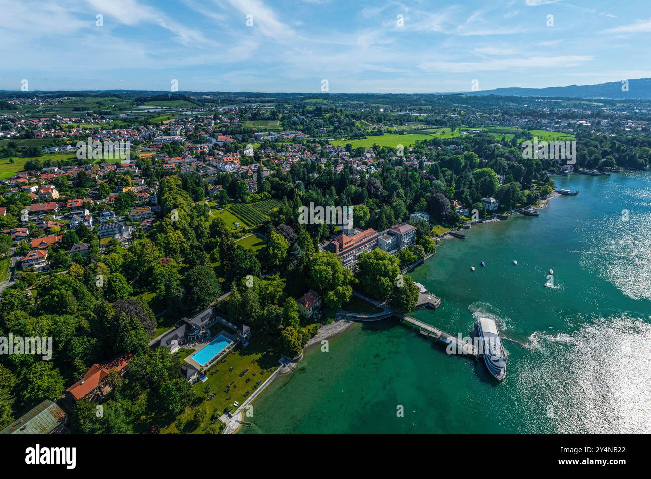 Aerial view of the eastern part of Lake Constance around the Lindau ...
