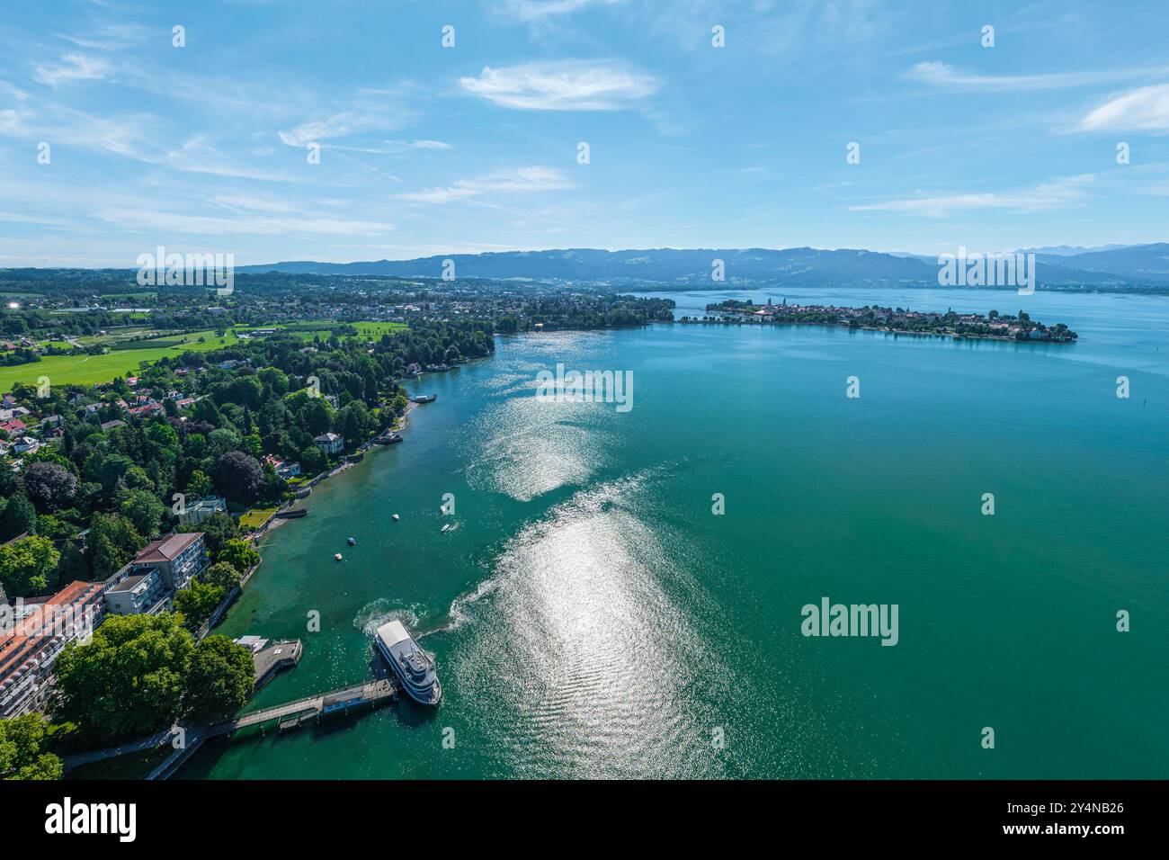 Aerial view of the eastern part of Lake Constance around the Lindau ...