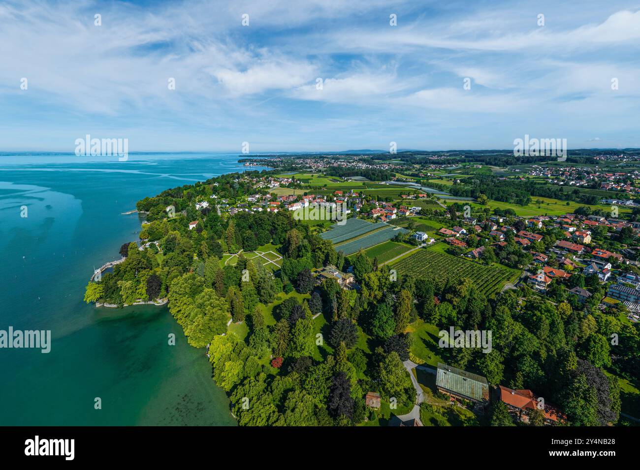 Aerial view of the eastern part of Lake Constance around the Lindau ...