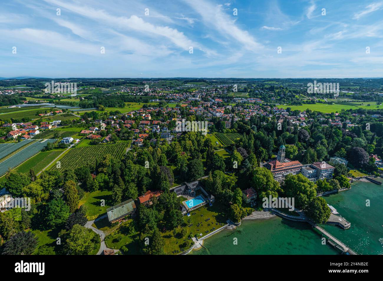 Aerial view of the eastern part of Lake Constance around the Lindau ...