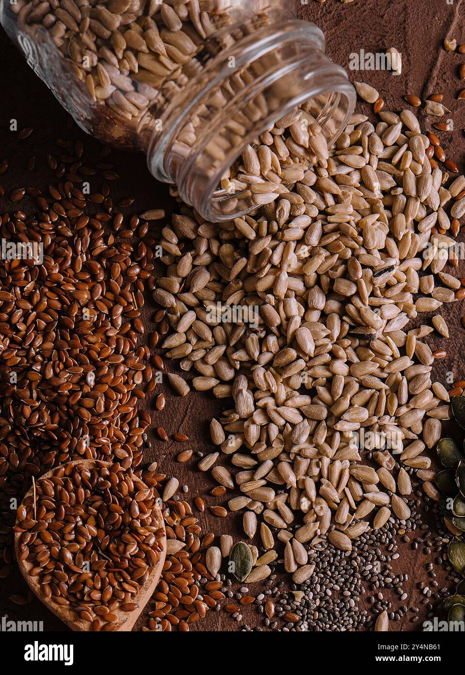 Different types of grains and seeds on shabby wooden Stock Photo - Alamy