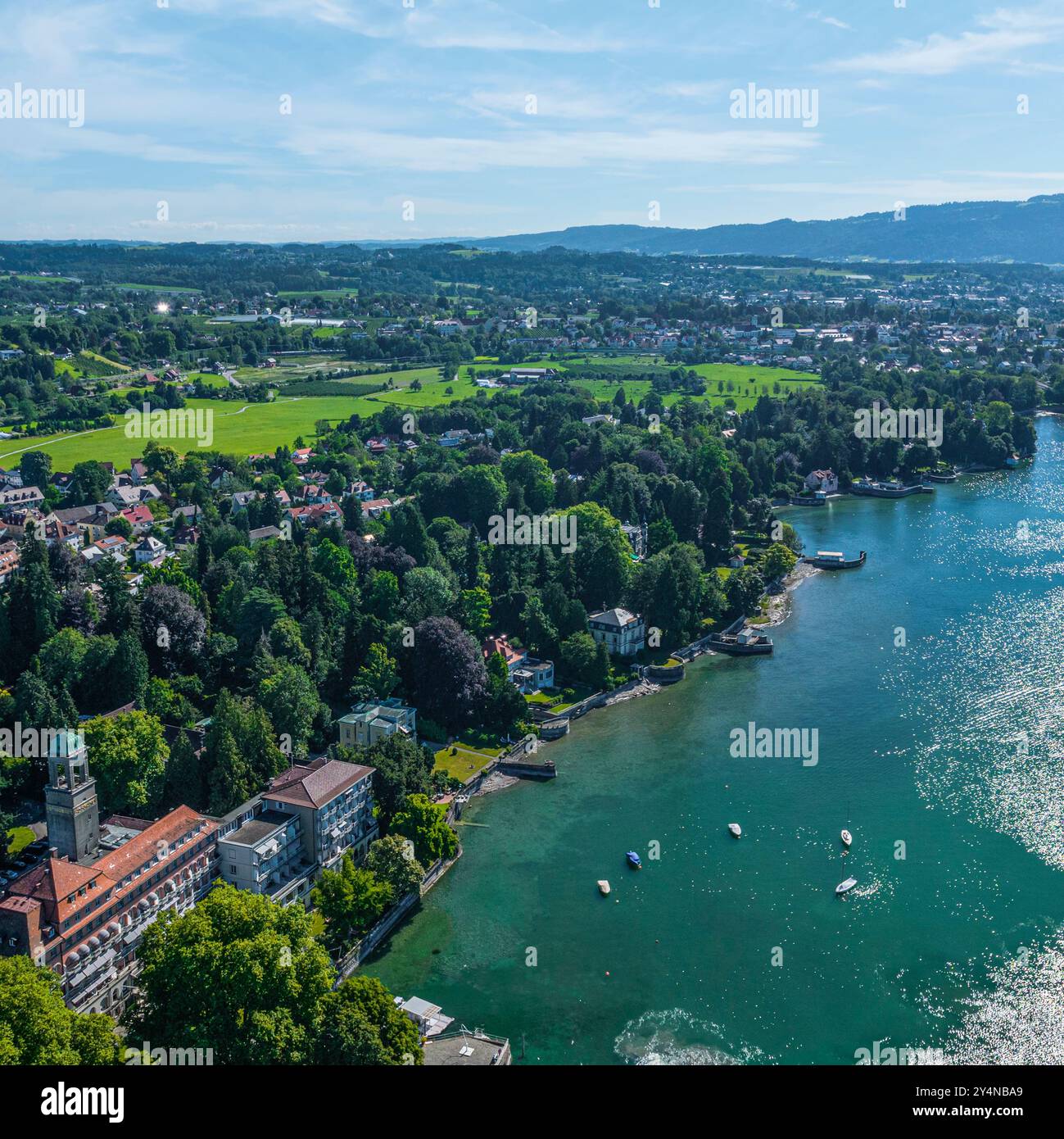 Aerial view of the eastern part of Lake Constance around the Lindau ...