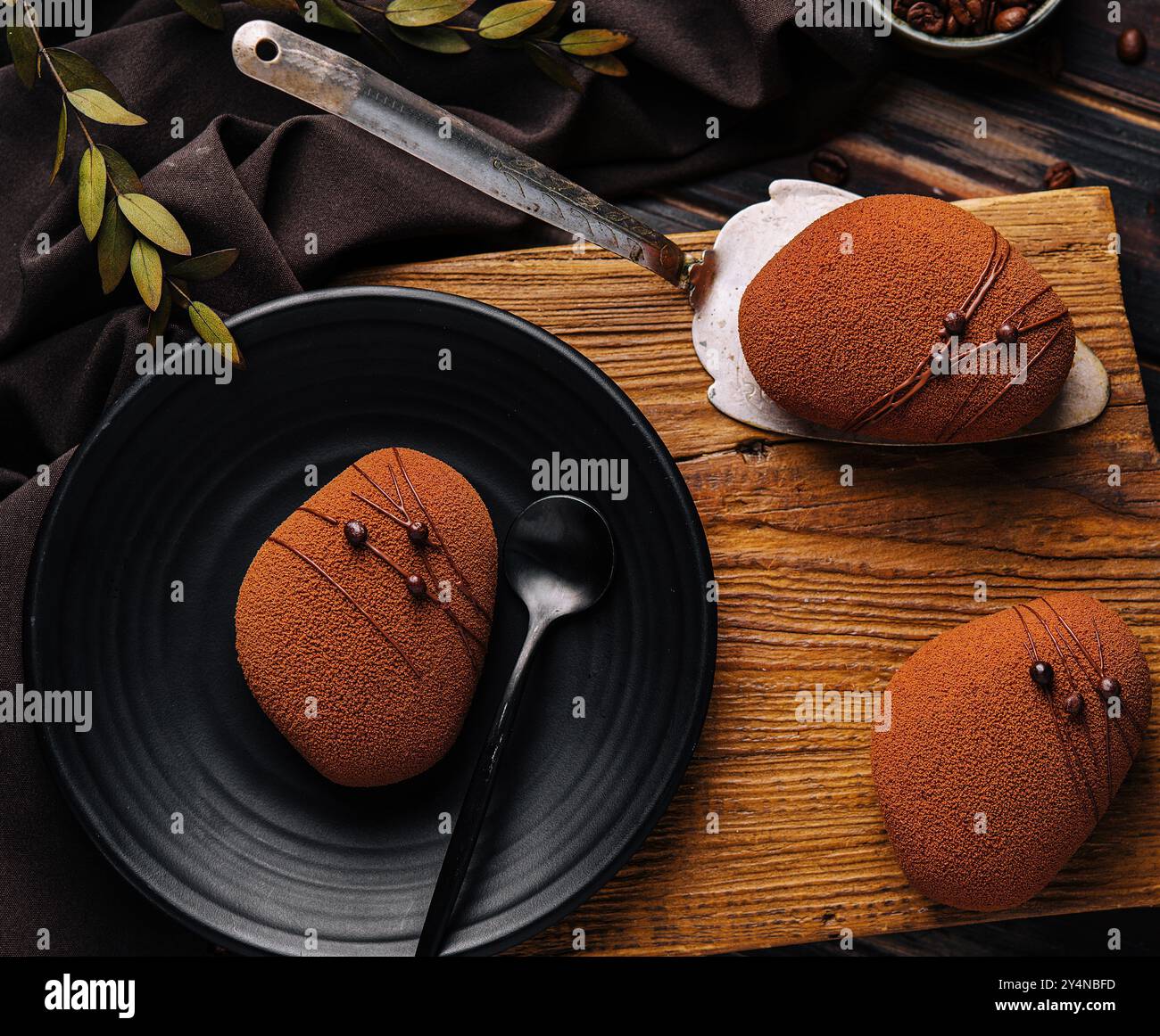 Contemporary coffee mini mousse cakes with chocolate Stock Photo - Alamy
