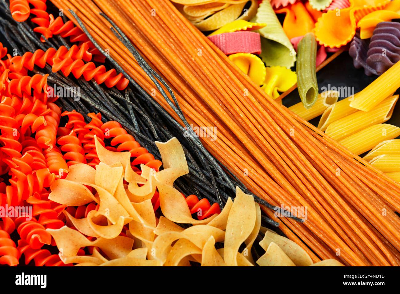 Set of dry macaroni, uncooked pasta and spaghetti. World pasta day ...