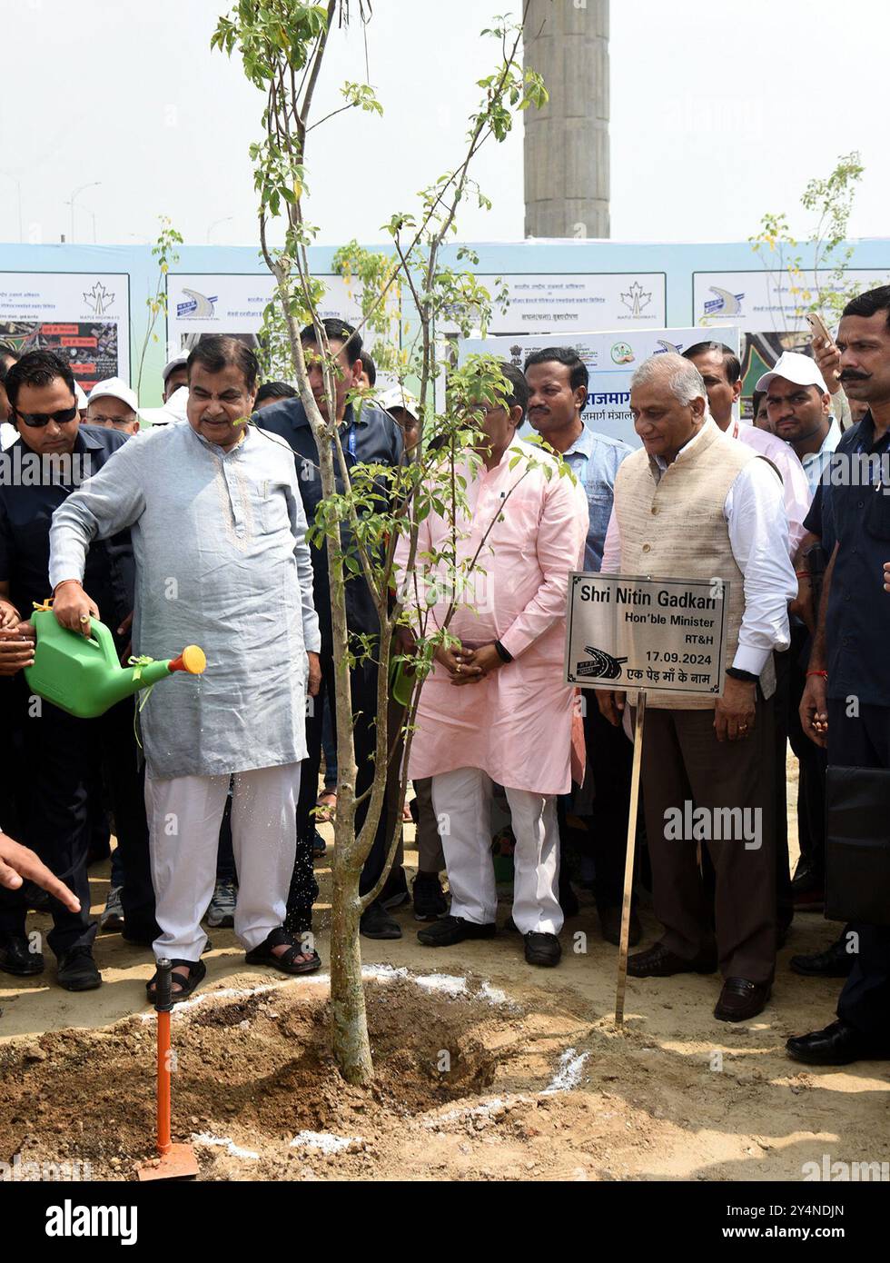 GHAZIABAD, INDIA - SEPTEMBER 17: Union minister Nitin Gadkari during his visit to Ghaziabad for ...