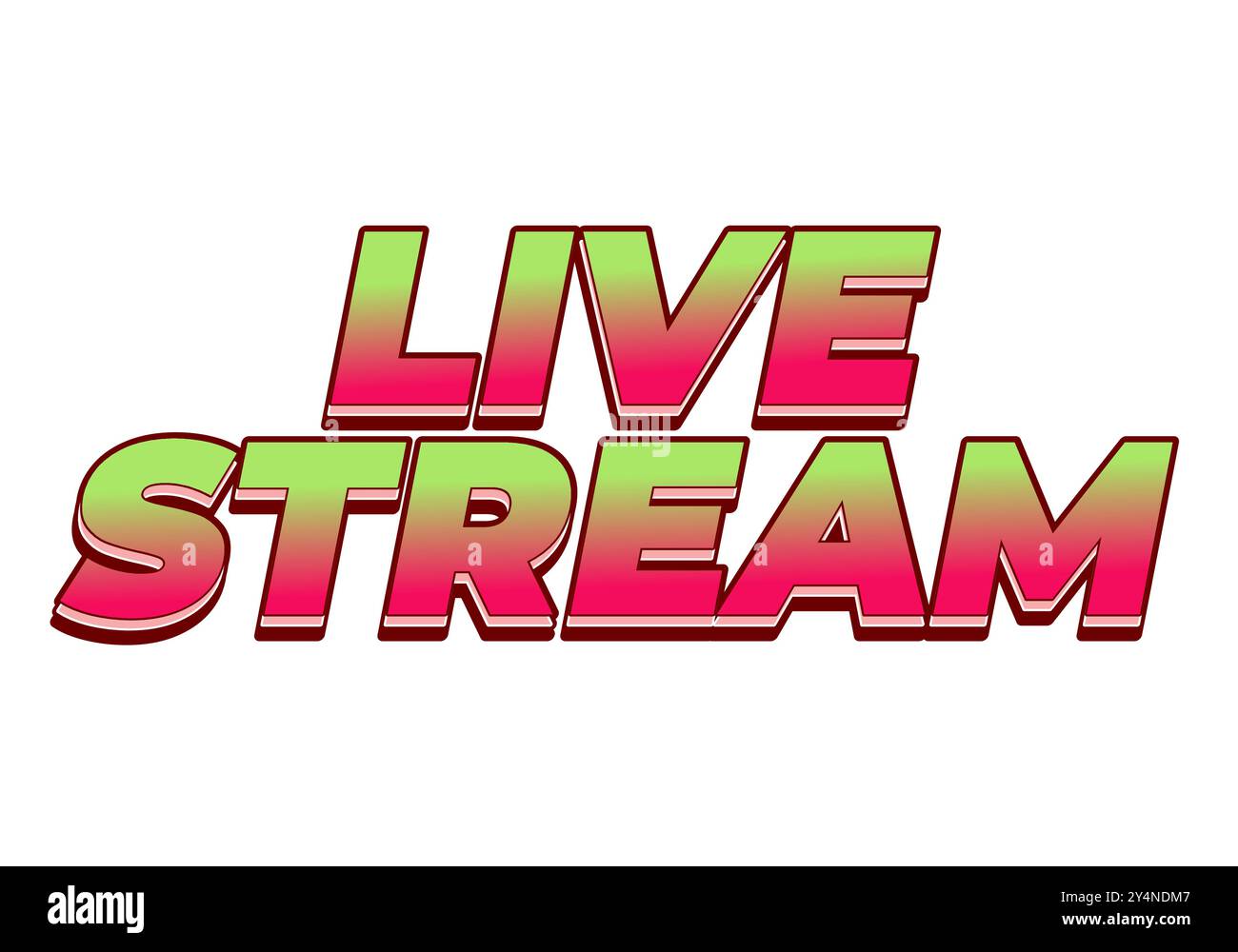 Live stream. Text effect design in 3D style with modern colors Stock ...